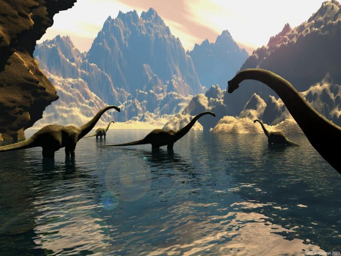 Sauropods Wading Wallpaper - DinoPit